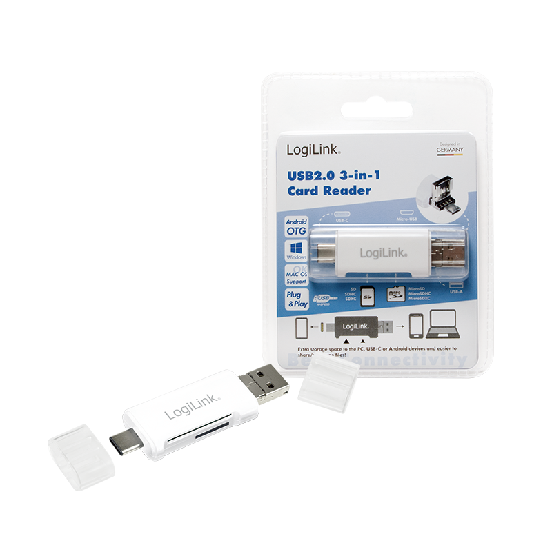 LogiLink :: Produkt USB 2.0 Kartenleser, 3-in-1, USB-C auf Micro-B oder ... LogiLink :: Produkt USB 2.0 Kartenleser, 3-in-1, USB-C auf Micro-B oder ...